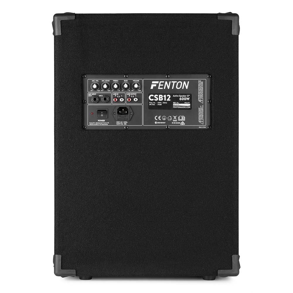 Fenton CSB12 12" Active DJ PA Speaker Pair