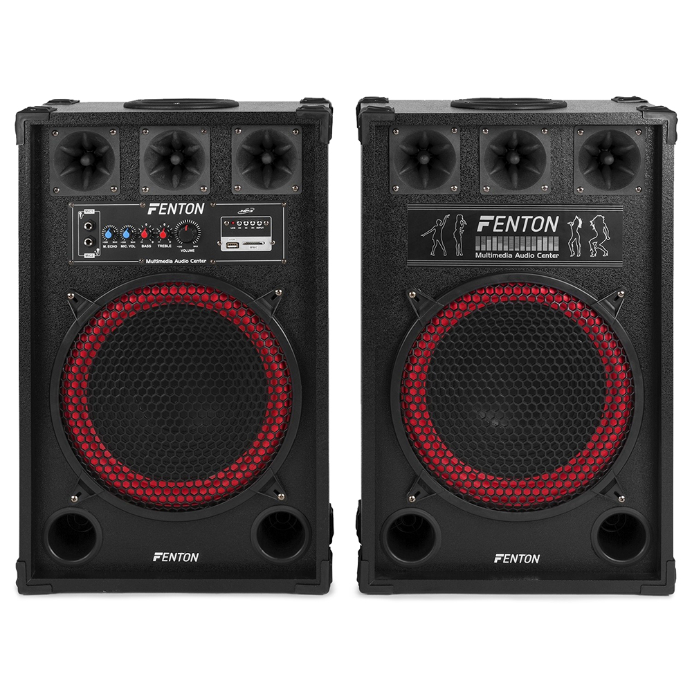 Fenton SPB-12 12" Bluetooth Active Party PA Speaker Pair