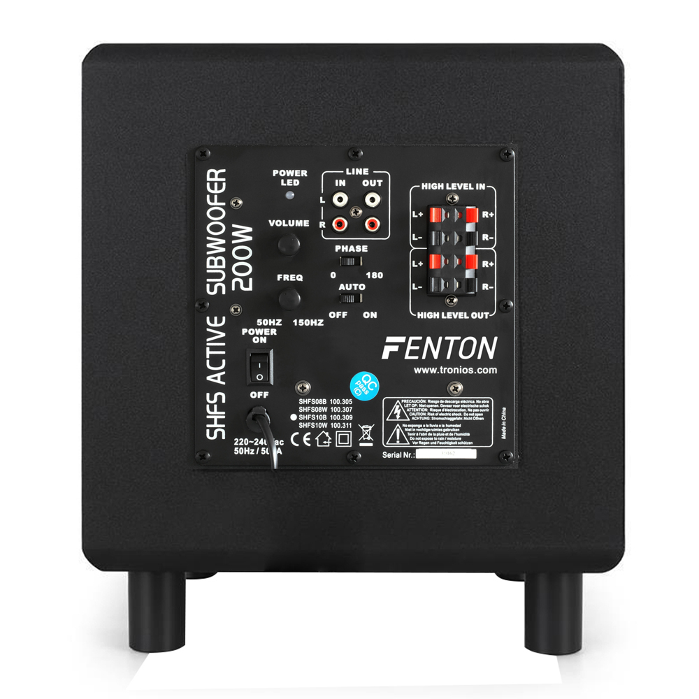 200 WATT ACTIVE SUBWOOFER 8" BLACK HOME HIFI CINEMA BASS SPEAKER ...