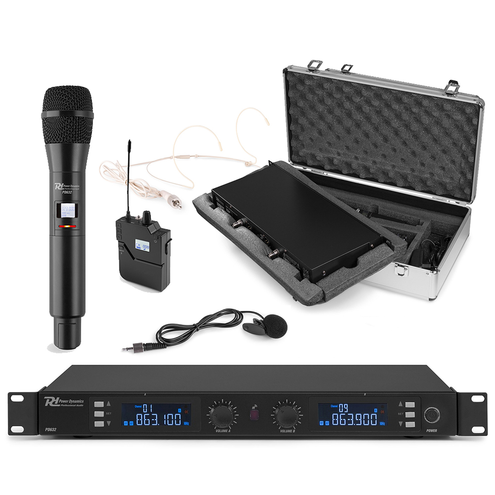 Dual 2 Channel UHF Wireless Radio Microphone System With Case DJ PA ...