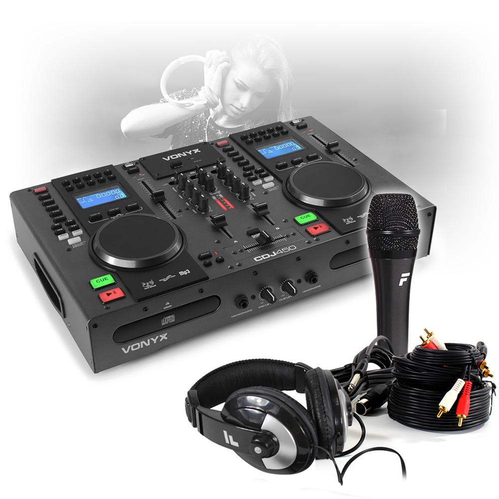 Dual Twin CD USB Player DJ Desk Mixer with Bluetooth Jog Wheels ...