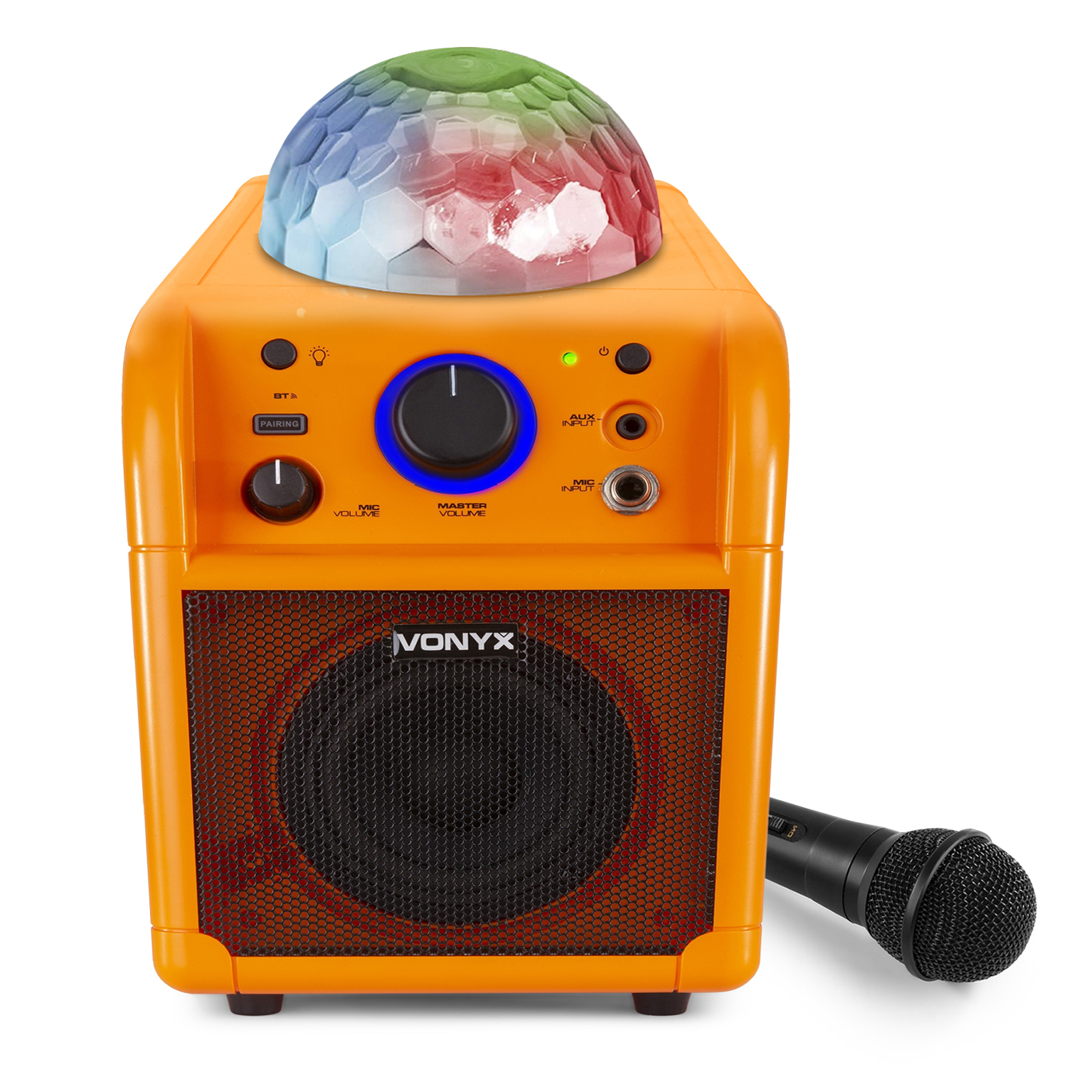 Vonyx SBS50L Kids Karaoke Machine with Lights & Bluetooth, Orange