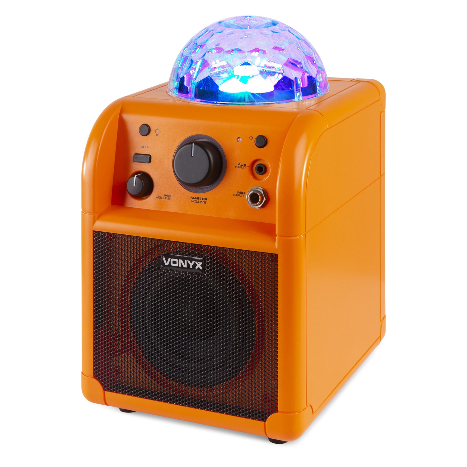 Vonyx SBS50L Kids Karaoke Machine with Lights & Bluetooth, Orange