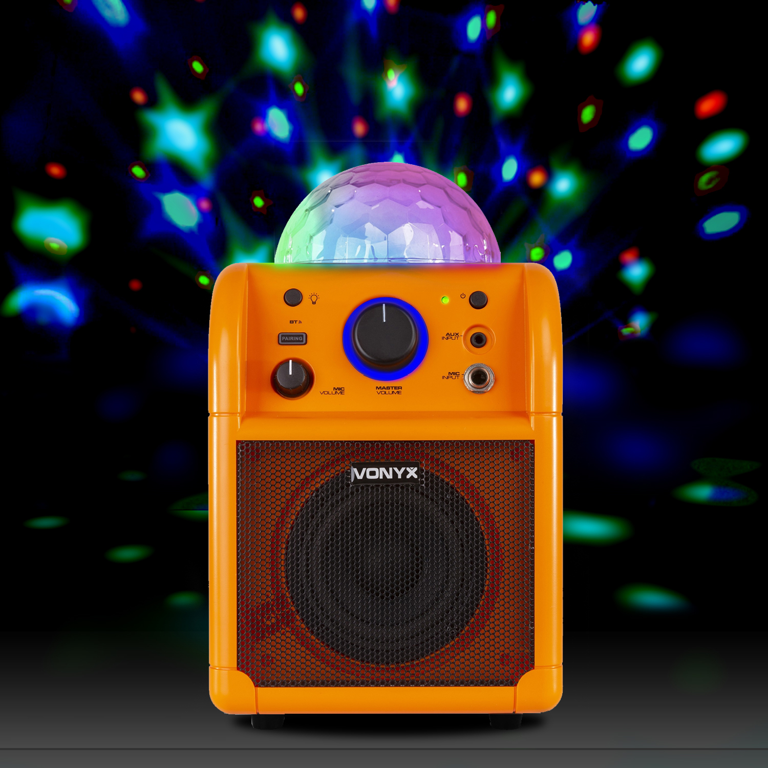Vonyx SBS50L Kids Karaoke Machine with Lights & Bluetooth, Orange