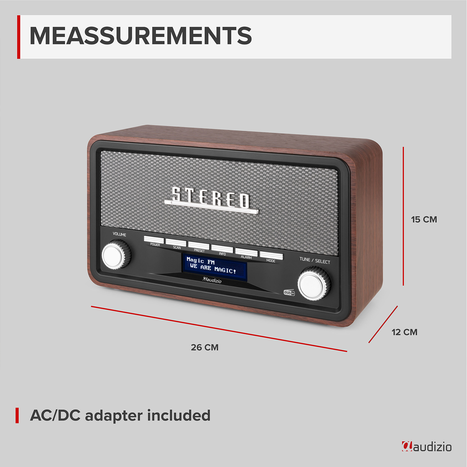 Audizio Foggia Portable DAB Radio with Bluetooth, FM Tuner & DAB+ Retro ...