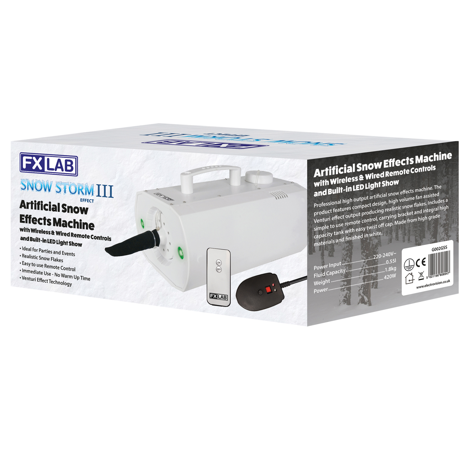 FX Lab Snow Storm III Snow Machine, Wireless Control