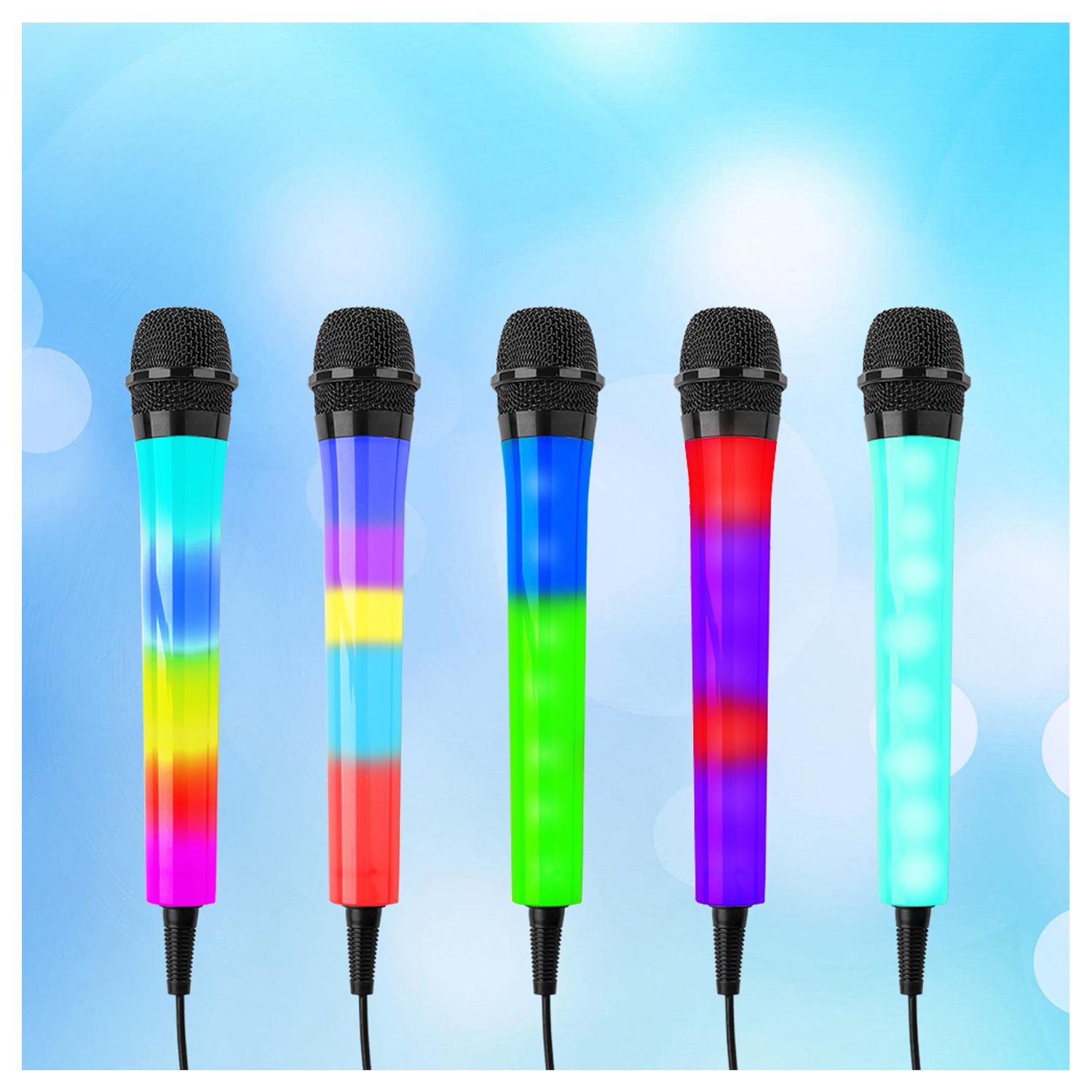 Fenton KMD55B Wired Karaoke Microphone with LED Lights, Black