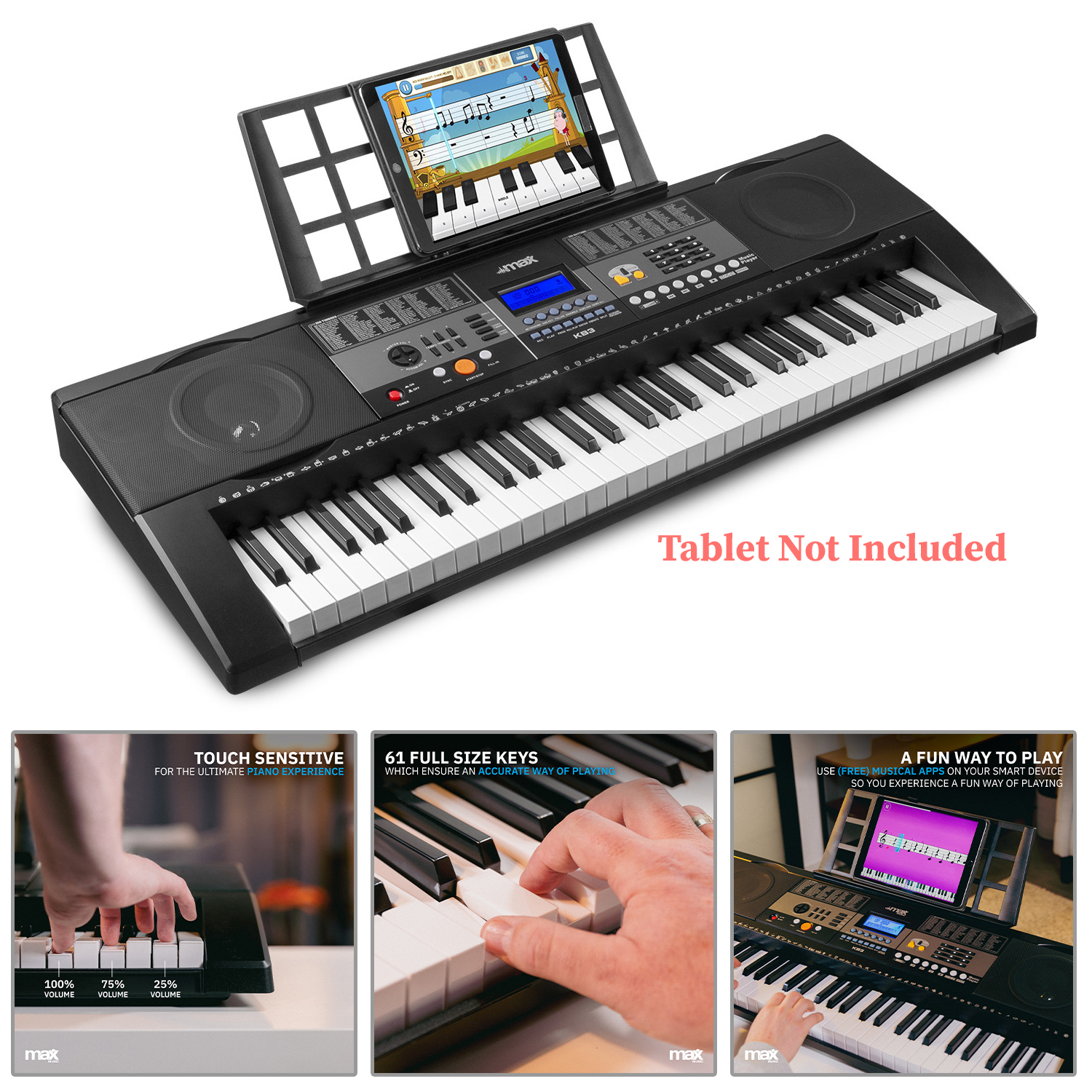 Max 130.090 Kb8 Compact Electronic Keyboard for Beginners 49 Key for ...