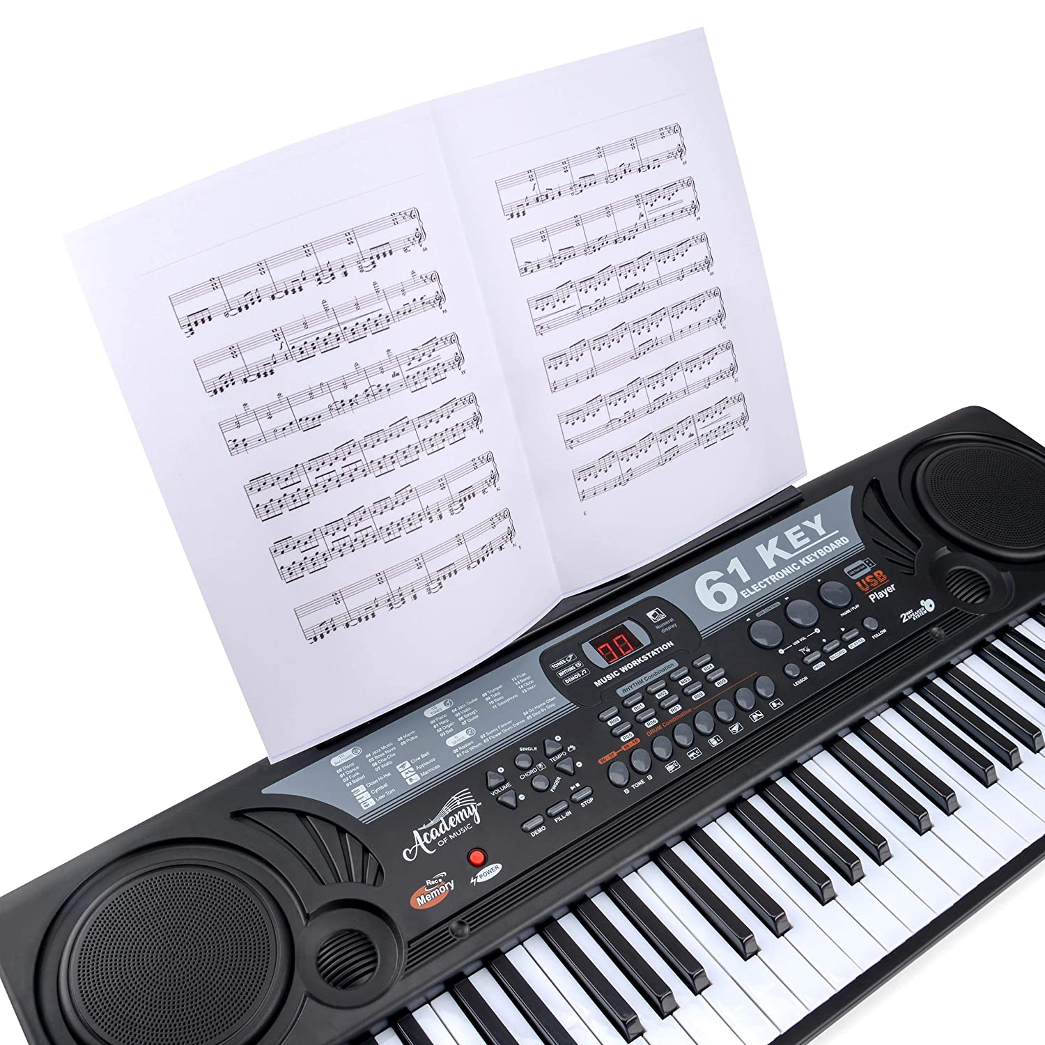 Electronic Music Keyboard - 61-Keys with Microphone