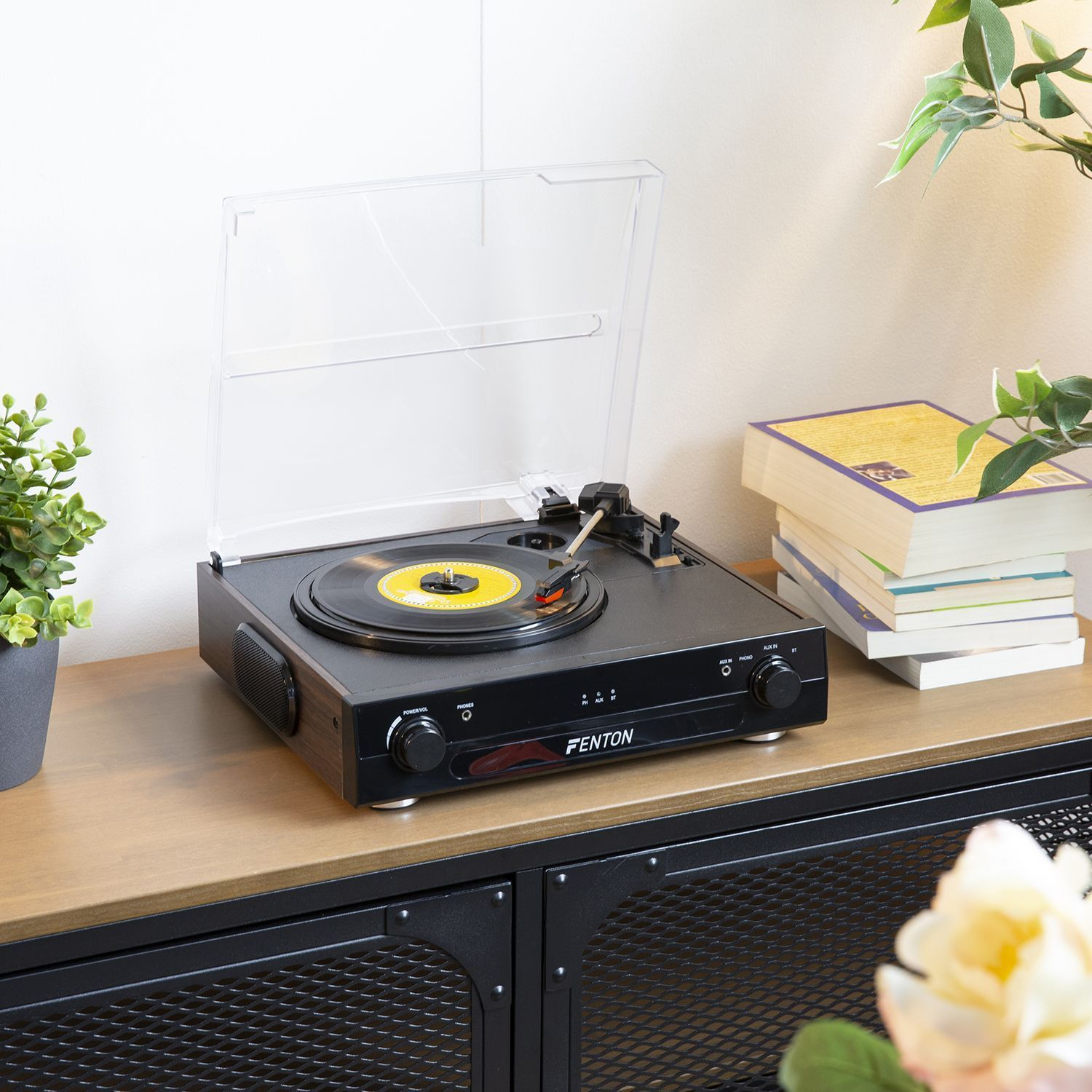 Bluetooth Vinyl Record Player with MP3 - Fenton RP102B Black/Wood