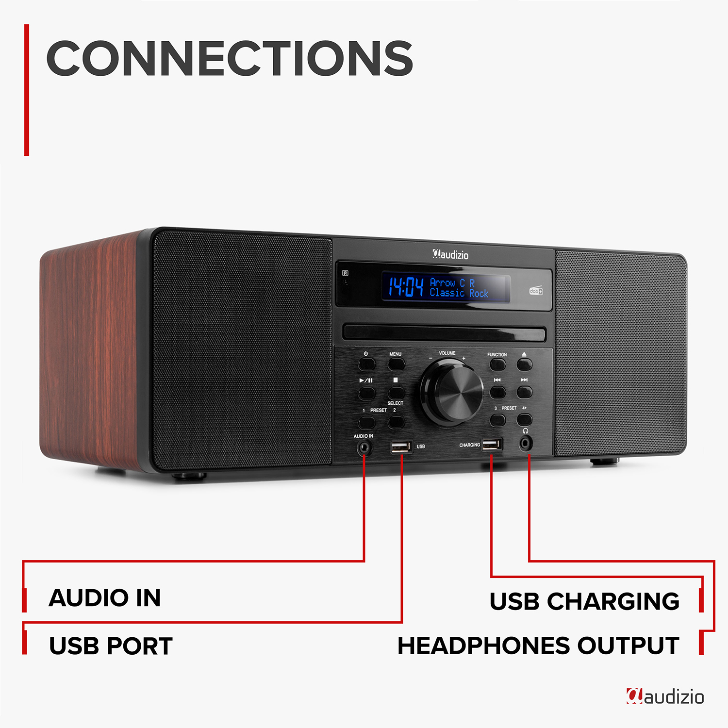 Audizio Prato DAB Radio Speaker with CD Player, Bluetooth and DAB+ ...