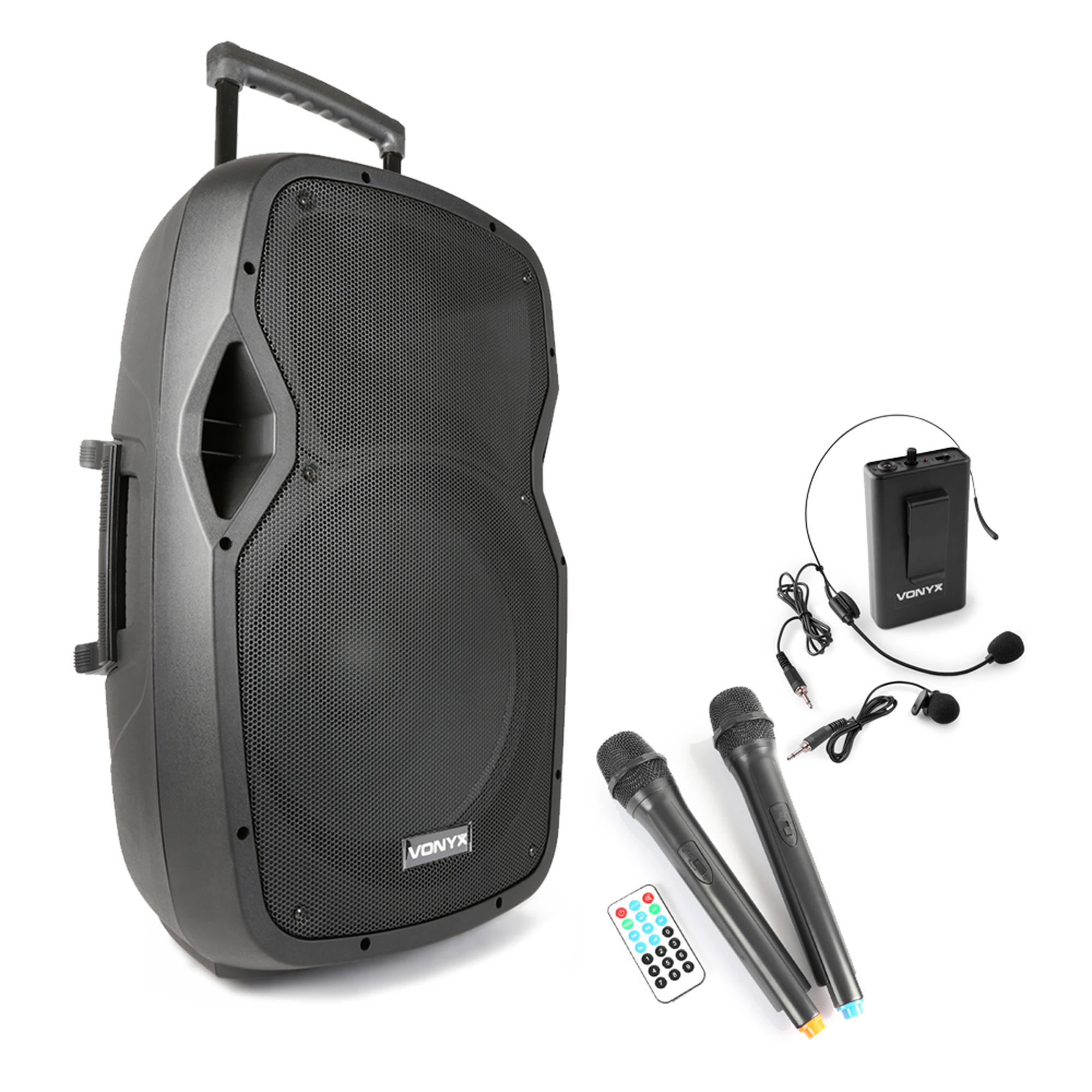 Vonyx AP1500PA Portable PA System with Wireless Mics & Bodypack Mic