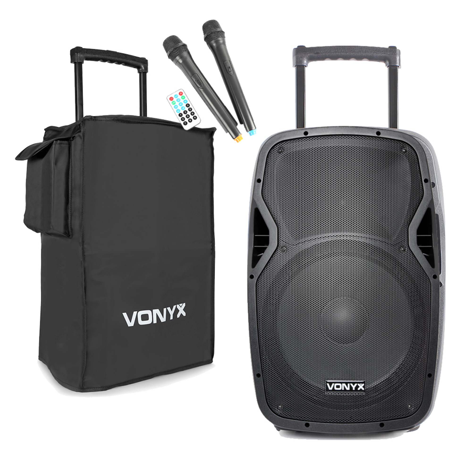 Vonyx AP1500PA Portable PA System, Microphones & Speaker Cover