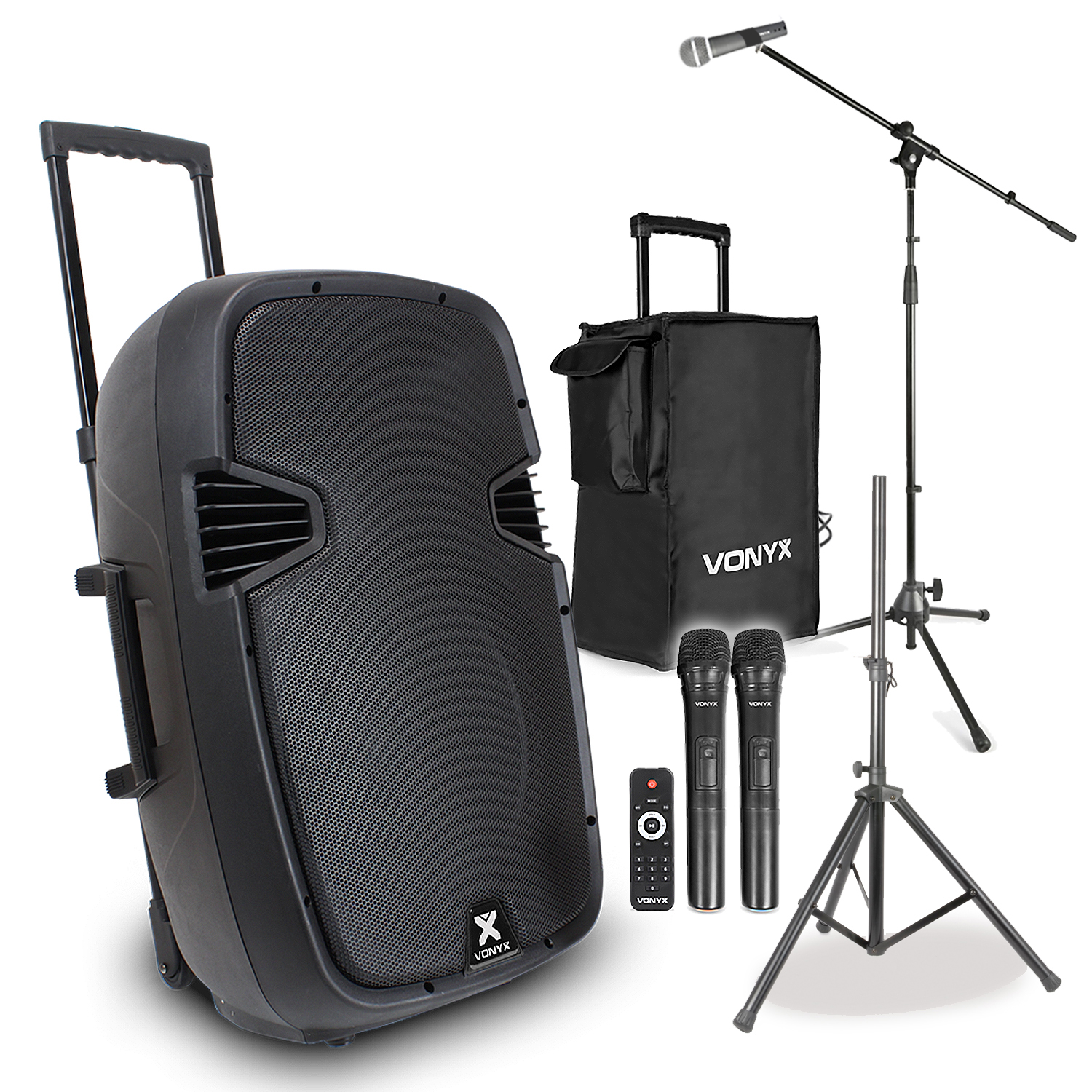 Vonyx SPJ-PA915 Portable PA System with Stand, Microphone Set & Bag